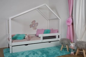 MAXIDO Dětská postel domeček Dita - jeden šuplík 200x90 bílá