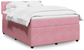 Box spring postel s matrací růžová 140x200 cm samet 3287757
