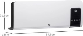 HOMCOM Elektrické topení, nástěnná montáž, oscilační funkce, 2 režimy, časovač, LED displej, bílá