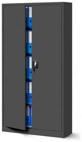 JAN NOWAK - Kovová policová skříň JANA se zámkem - antracit - rozměr 185x90 cm - 3D6336