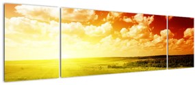 Obraz louky se zářícím sluncem (170x50 cm)