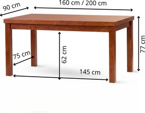 Rozkládací jídelní stůl MULTI | třešeň | 160x90 cm + 40 cm | VYROBENO v ČR