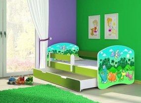 Dětská postel - Dinosaur 2 180x80 cm + šuplík zelená