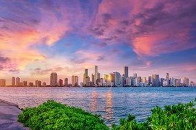 Vícedílný obraz Panorama Miami Při Západu Slunce Nedostatek Nedostatek Plátno Canvas 180x120