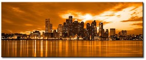 Obraz Světlo Chicaga (1-dílný) - architektura města odrážející se ve vodě