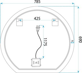 Rea Zrcadlo ⌀80 cm s vyhříváním a regulovatelným LED osvětlením HOM-00910