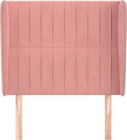 Čelo postele typu ušák růžové 83 x 23 x 118/128 cm samet 3118229