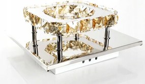Toolight - Křišťálová hranatá stropní lampa Glamour 8W, teplé světlo, APP405-C, chromová, OSW-65003