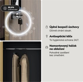 Víceúčelová kovová skříň antracitová / ořech, 900x1850x450 mm: DAWID Eco Design