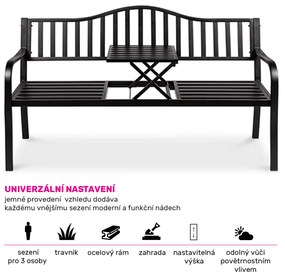Kondela Zahradní lavička se stolkem, černá, DAGNO