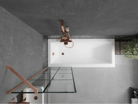 Mexen Next, 1-křídlová vanová zástěna 60 x 150 cm, 6mm čiré sklo - černý vzor, ​​měděná matná, 895-060-000-00-70-77