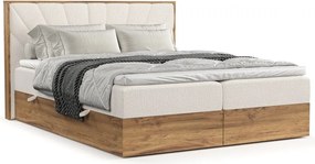 Boxspring postel s úložným prostorem v krémovo-přírodní barvě 200x200 cm Asahi – Maison de Rêve