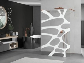 Mexen Kioto, průchozí sprchová zástěna 100 x 200 cm, 8mm sklo čiré/bílý vzor, 2x růžové zlato stabilizační rozpěra, 800-100-002-60-97