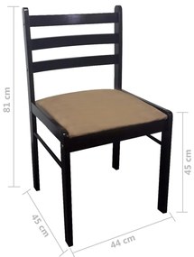 Jídelní židle 4 ks hnědé masivní kaučukovníkové dřevo a samet - Default Title