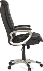 Autronic Kancelářská židle, tmavě hnedá kůže, plast v barvě champagne, kolečka pro tvrdé podlahy KA-Y293 BR