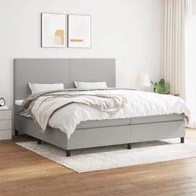 Box spring postel s matrací světle šedá 200 x 200 cm textil 3141641