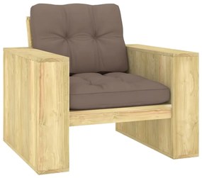 vidaXL Zahradní židle s taupe poduškami impregnovaná borovice
