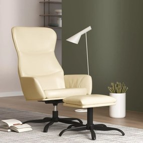 Relaxační křeslo se stoličkou krémové umělá kůže,  3097445 HangarStore.cz