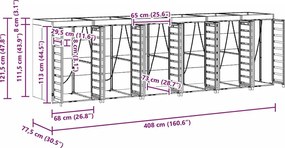 vidaXL Úložný box na 3 popelnice Antracit 340 x 77,5 x 115,5 cm Ocel [3394777]