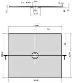 Polysan MIRAI sprchová vanička z litého mramoru, obdélník 110x90x1,8 cm, pravá, bílá, 73176