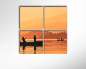 Malvis ® Obraz Rybáři na lodích ROZMĚR (šířka x výška): čtyřdílný čtverec 80x80 cm