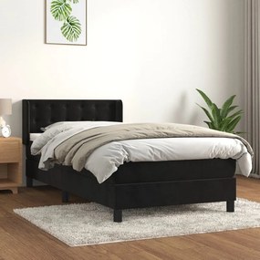 vidaXL Box spring postel s matrací 100x200 cm samet [3131187] Barva: Černá