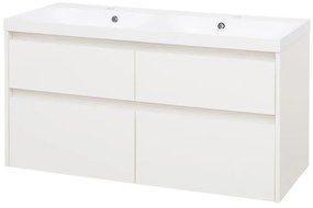 Mereo Mereo, Opto, koupelnová skříňka s umyvadlem z litého mramoru 121 cm, bílá, dub, bílá/dub, černá, CN913M