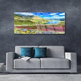 akrylový obraz Hora Záliv Louka Příroda 125x50 cm