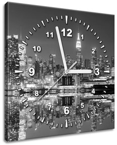 Gario Obraz s hodinami Noční Manhattan Rozměry: 30 x 30 cm