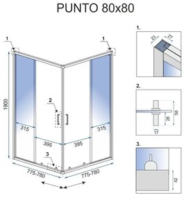 Rea - PUNTO BLACK MAT sprchový kout 80 x 80 cm, čiré sklo/černý profil, REA-K4800