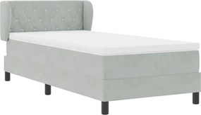 Postel s boxspringem s čelo Světle šedá 90 x 190 cm samet 3340310