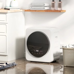 HOMCOM Sušička prádla s odsáváním vzduchu, sušička prádla s předním plněním a bubnem z nerezové oceli, příkon 800 W, kompaktní, volně stojící, bílá