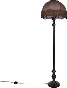 Stojací lampa černá s hnědým stínidlem a bílým vnitřkem 45 cm - Classico