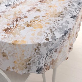 Biante Sametový oválný ubrus Tamara TMR-008 Hnědé a šedé pnoucí rostliny 140x220 cm