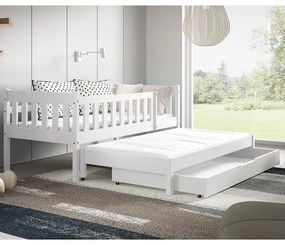 Jednolůžko dětská postel NELA + přistýlka | 80x160 + 80x150 cm | s rošty | bílá | UNI PROVEDENÍ