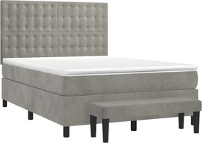 Box spring postel s matrací světle šedá 140x200 cm samet 3138085