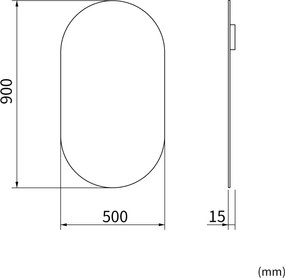 Erga Oval, oválné zrcadlo 50x90cm, ERG-V01-OVAL-5090-CL