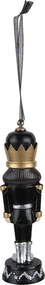 Závěsná dekorace Louskáček v černém obleku - 3*3*12 cm