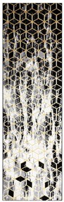 Dywany Łuszczów Běhoun Gloss 409A 82 3D cubes black/gold/grey ROZMĚR: 60x200
