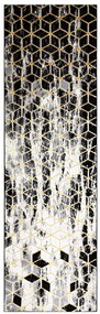 Dywany Łuszczów Běhoun Gloss 409A 82 3D cubes black/gold/grey ROZMĚR: 60x300