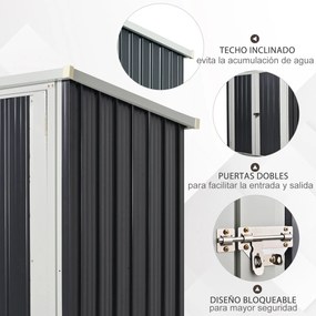 Outsunny Zahradní Kůlna 1,26 m² 147x86x134 cm Kovová Zahradní Kůlna se 2 Dveřmi a Zámkem pro Úložiště Nářadí na Terase Černá