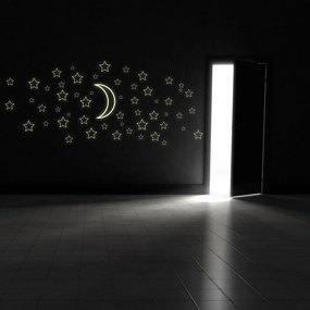 Svíticí samolepka na zeď - Hvězdy s měsícem (obrysy) - PopyDesign