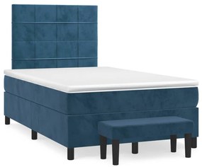 Box spring postel s matrací tmavě modrá 120x190 cm samet