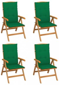 Zahradní židle 4 ks teak / látka Dekorhome Světle zelená