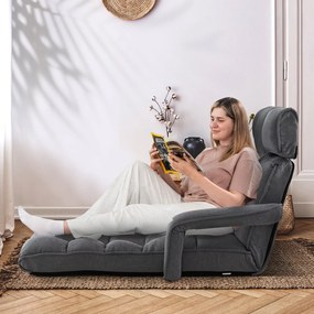 Costway Lehátko skládací rozkládací pohovka s 6 nastavitelnými polohami tmavě