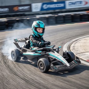 AIYAPLAY Mercedes-AMG PETRONAS F1 12 V elektrický go-kart pro děti Gokart s lithium-akumulátorem 2 motory Plynulý start