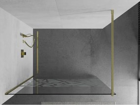 Mexen Kioto, sprchová zástěna Walk-In 100 x 200 cm, 8mm čiré sklo bílý vzor, ​​zlatý matný profil, 800-100-101-55-85