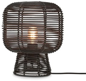 Černá stolní lampa s ratanovým stínidlem (výška 30 cm) Tanami – Good&amp;Mojo