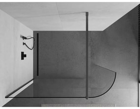 Mexen Kioto, sprchová zástěna Walk-In 140 x 200 cm, 8mm čiré sklo, grafitový profil, 800-140-101-66-06
