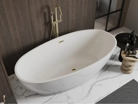 Mexen Bilbao volně stojící vana 180 x 90 cm, bílá, přepad zlatý - 51311809000-50